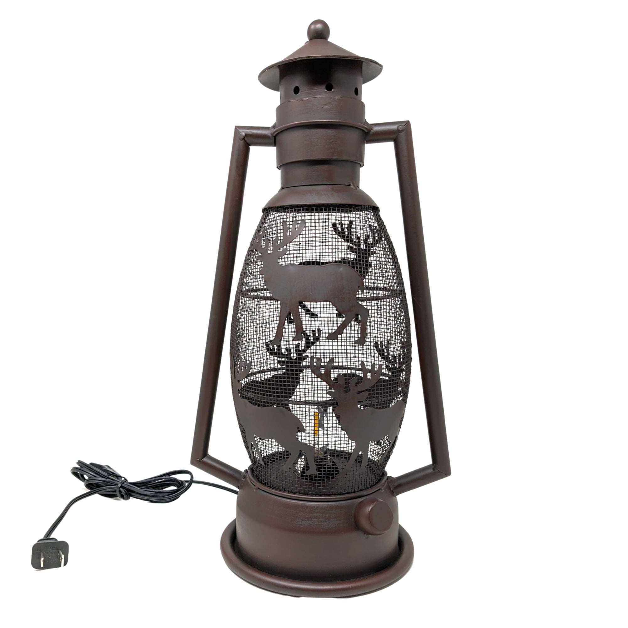 Rustic Electric Metal Deer Plug In Lantern Night Light Cabin Lodge ...
