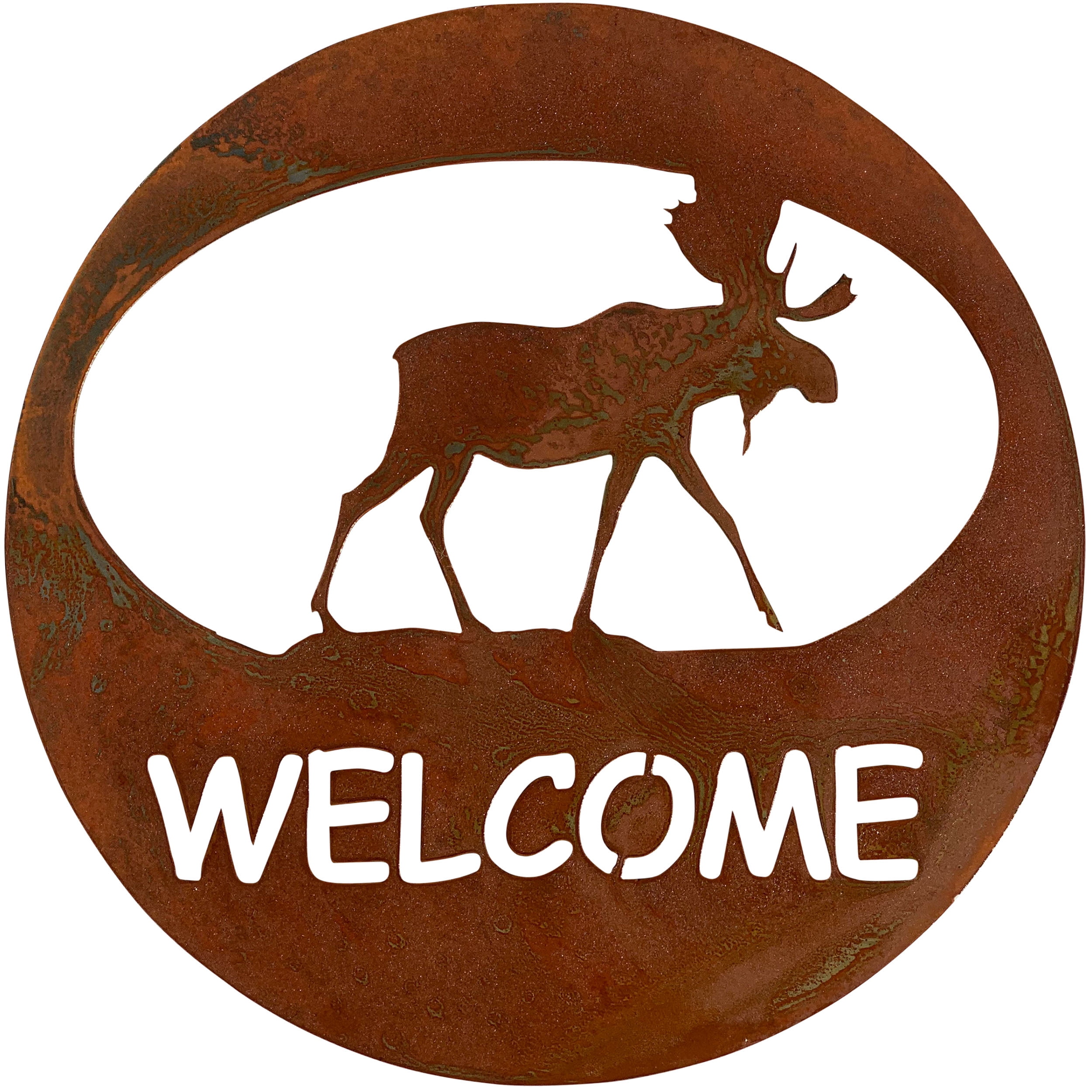 Rustic Elements Moose Welcome Circle Rust Patina - Walmart.com