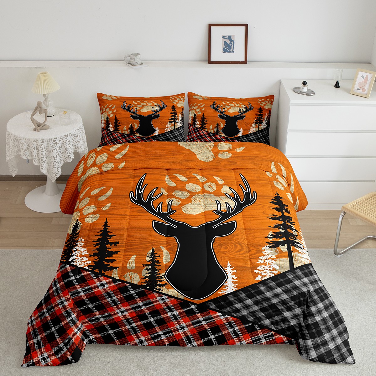 Rustic Elk Deer Quilt Woodland Animals Patchwork Comforter Set Queen ...
