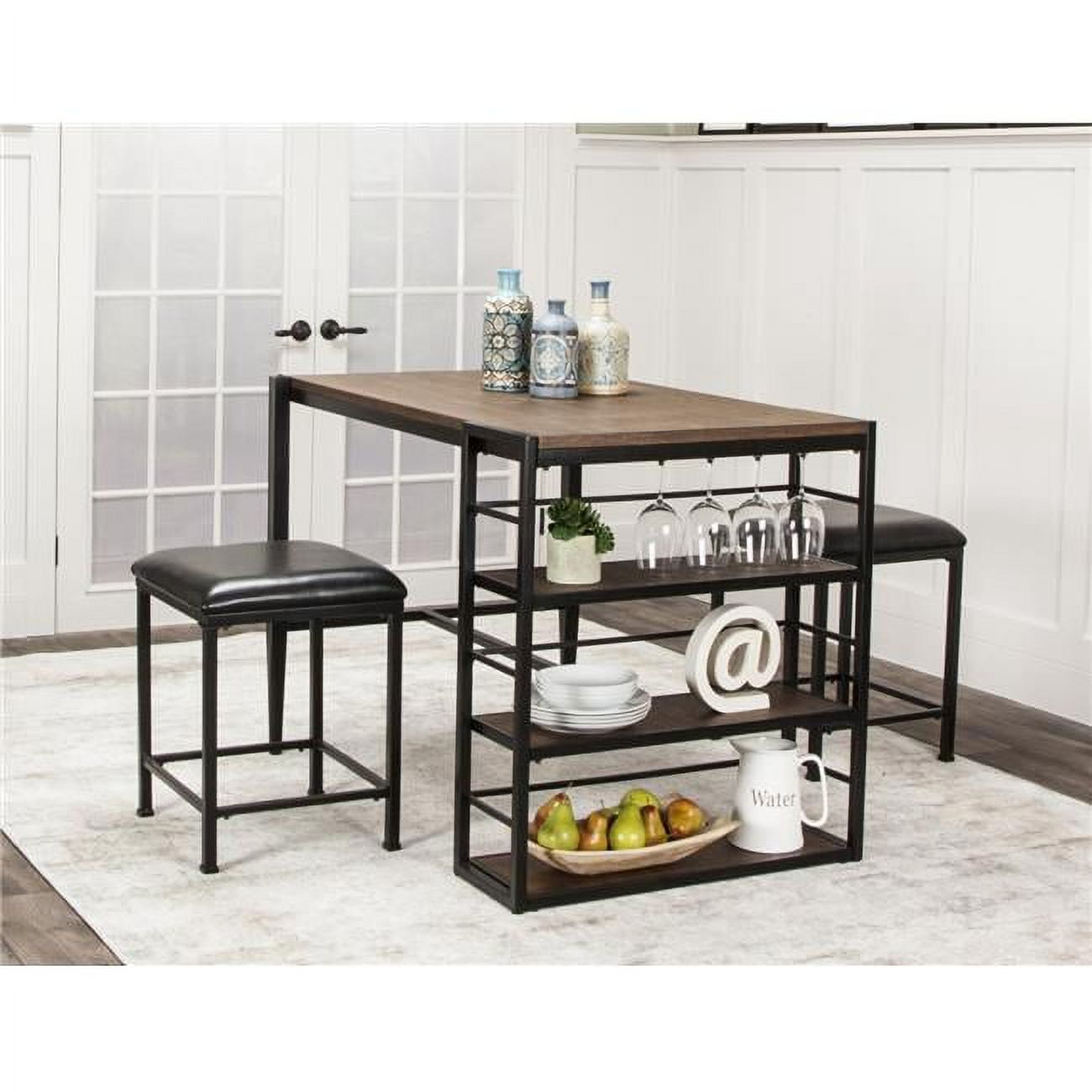 Rustic Elm Industrial Counter Height Pub Table Set with 2 Stools ...