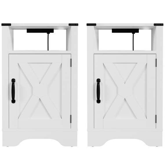 Rustic End Table | Safe Device Charging & Secure Doors | MDF ...