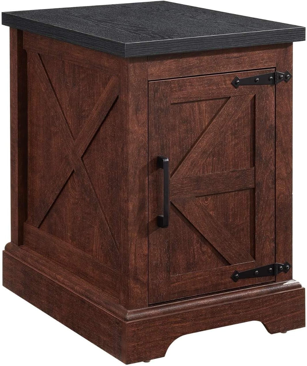 Rustic End Table with Barn Door Design, Farmhouse Style Side Table with ...