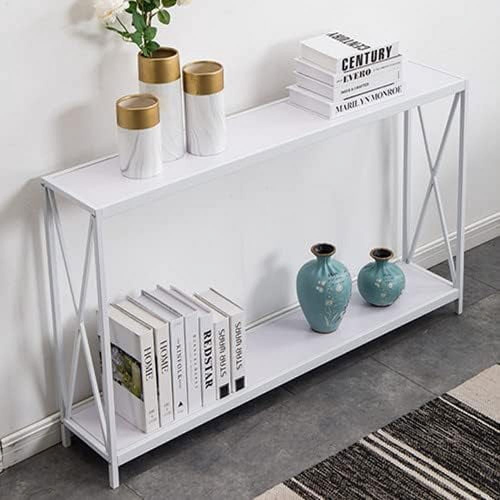 Rustic Entryway Console Table, 2-Tier Narrow Console Table with Storage ...