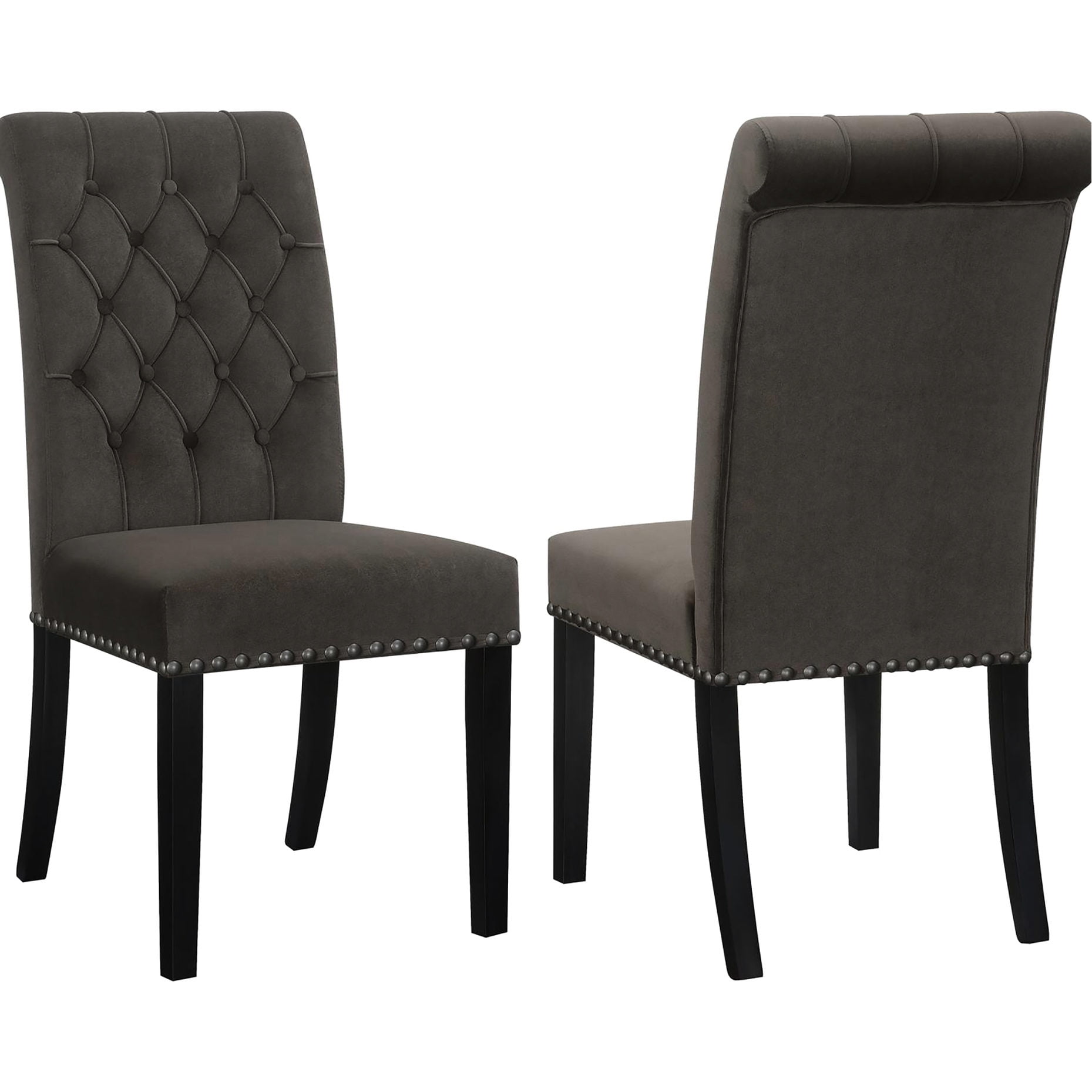 Rustic Espresso Brown Side Chairs (2-Piece Set) with Tufted Design ...