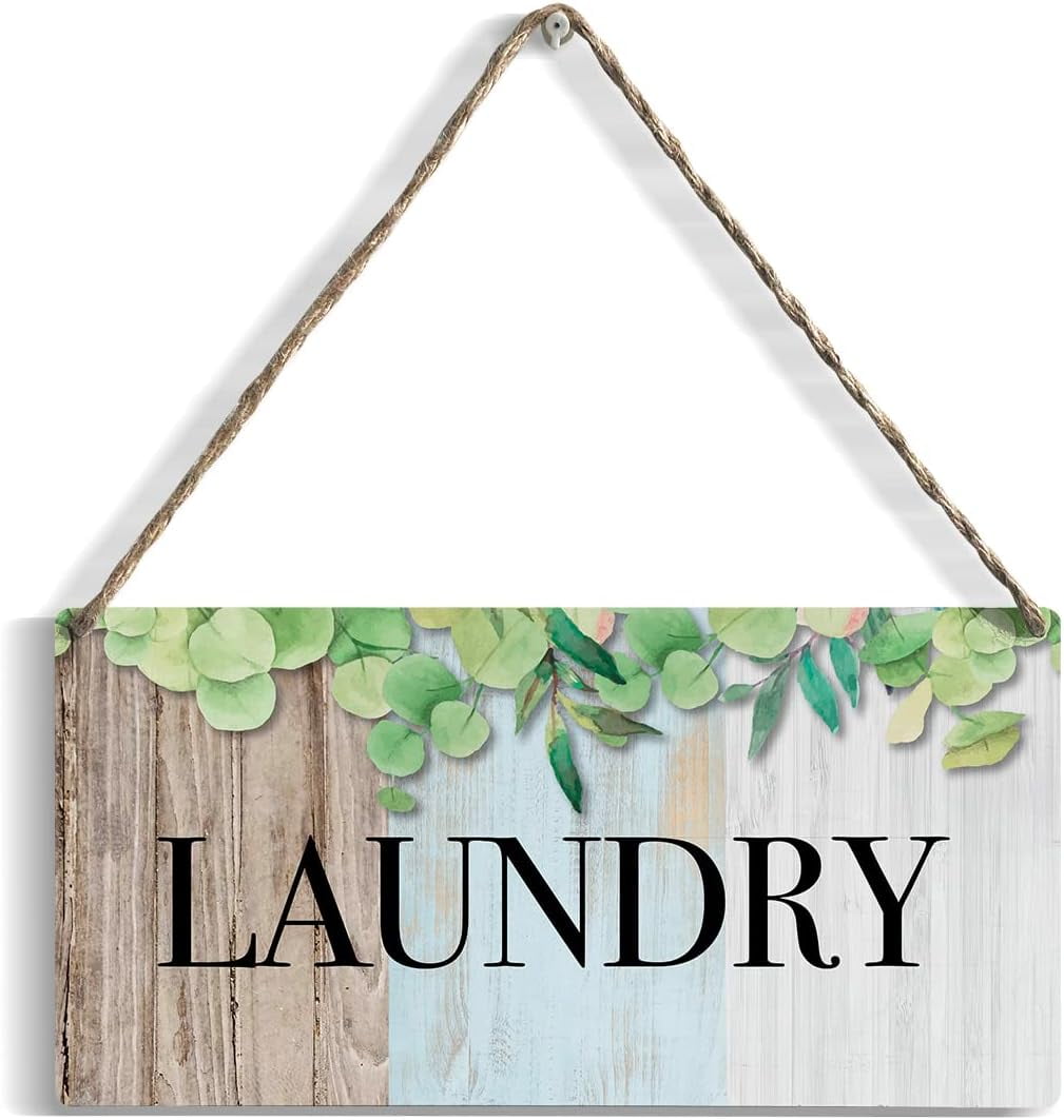 Rustic Eucalyptus Wood Sign Laundry Decor Home Farmhouse Wall Hanging ...