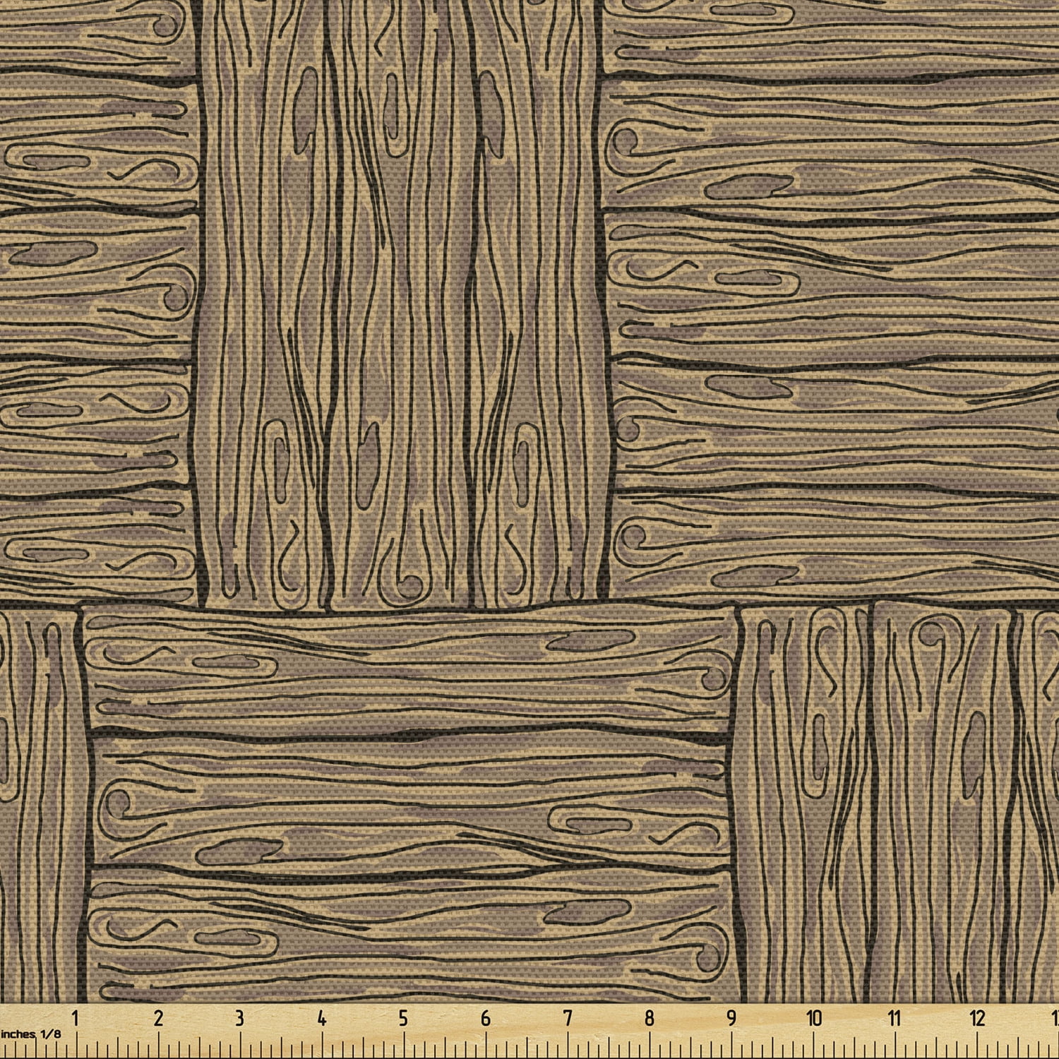 Rustic Fabric by the Yard, Wooden Texture Pattern in Cartoon Drawing ...