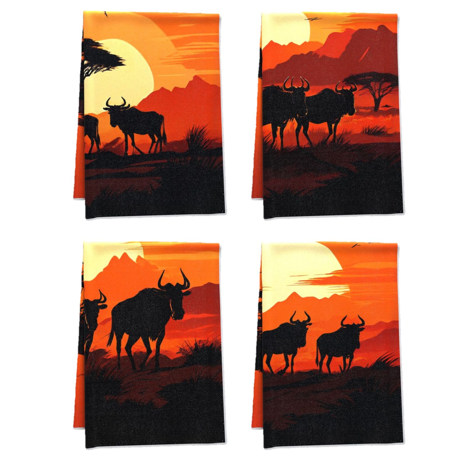 Rustic Fall Bathroom Towel African Village Silhouette Versatile Dish ...