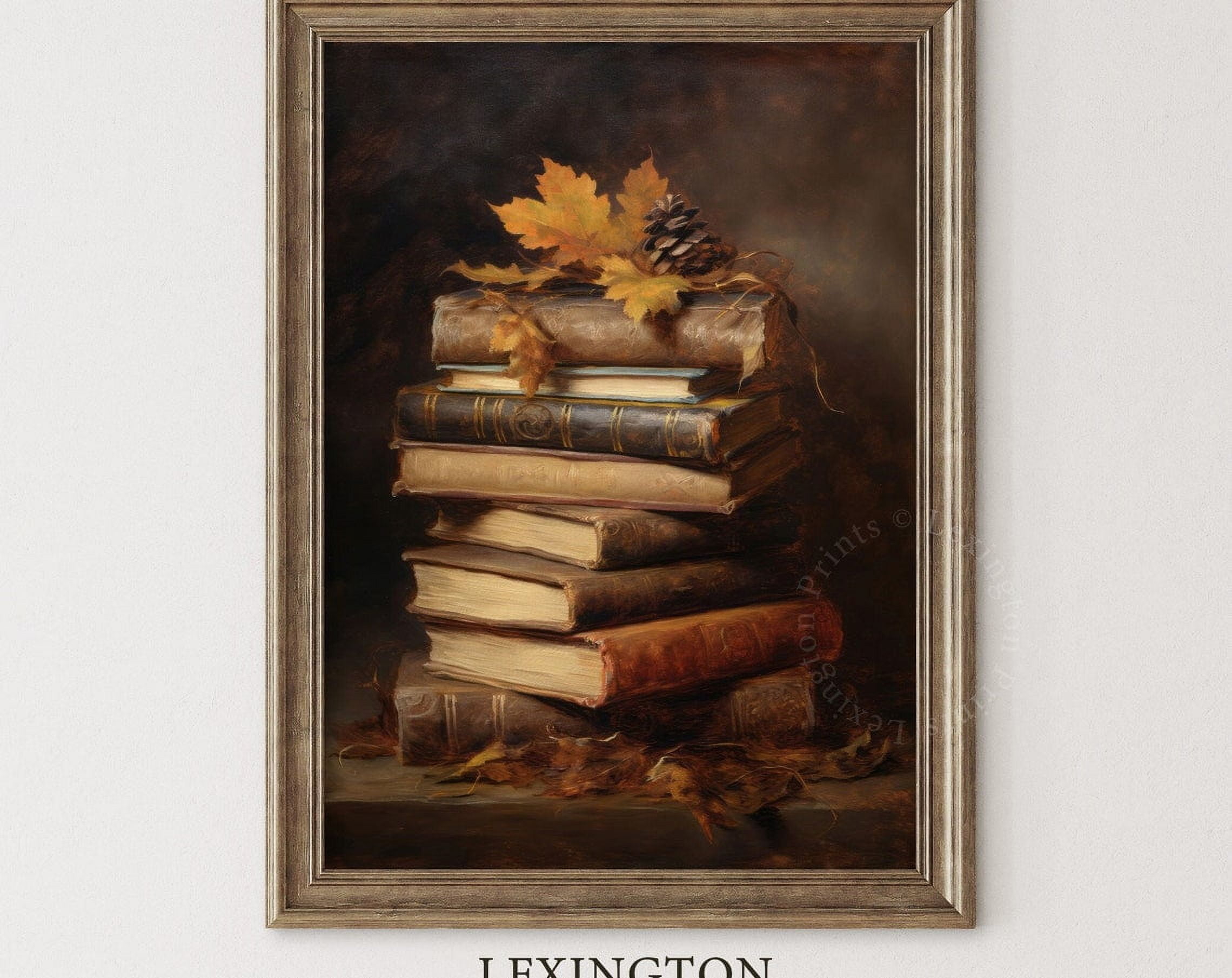 Rustic Fall Decor Wall Art Book Art Still Life Vintage Autumn Print Oil ...