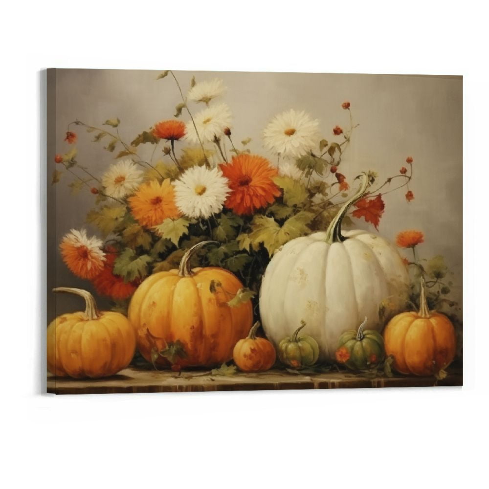 Rustic Fall Decor Wall Art Pumpkin Still Life Decor Fall Art Vintage ...