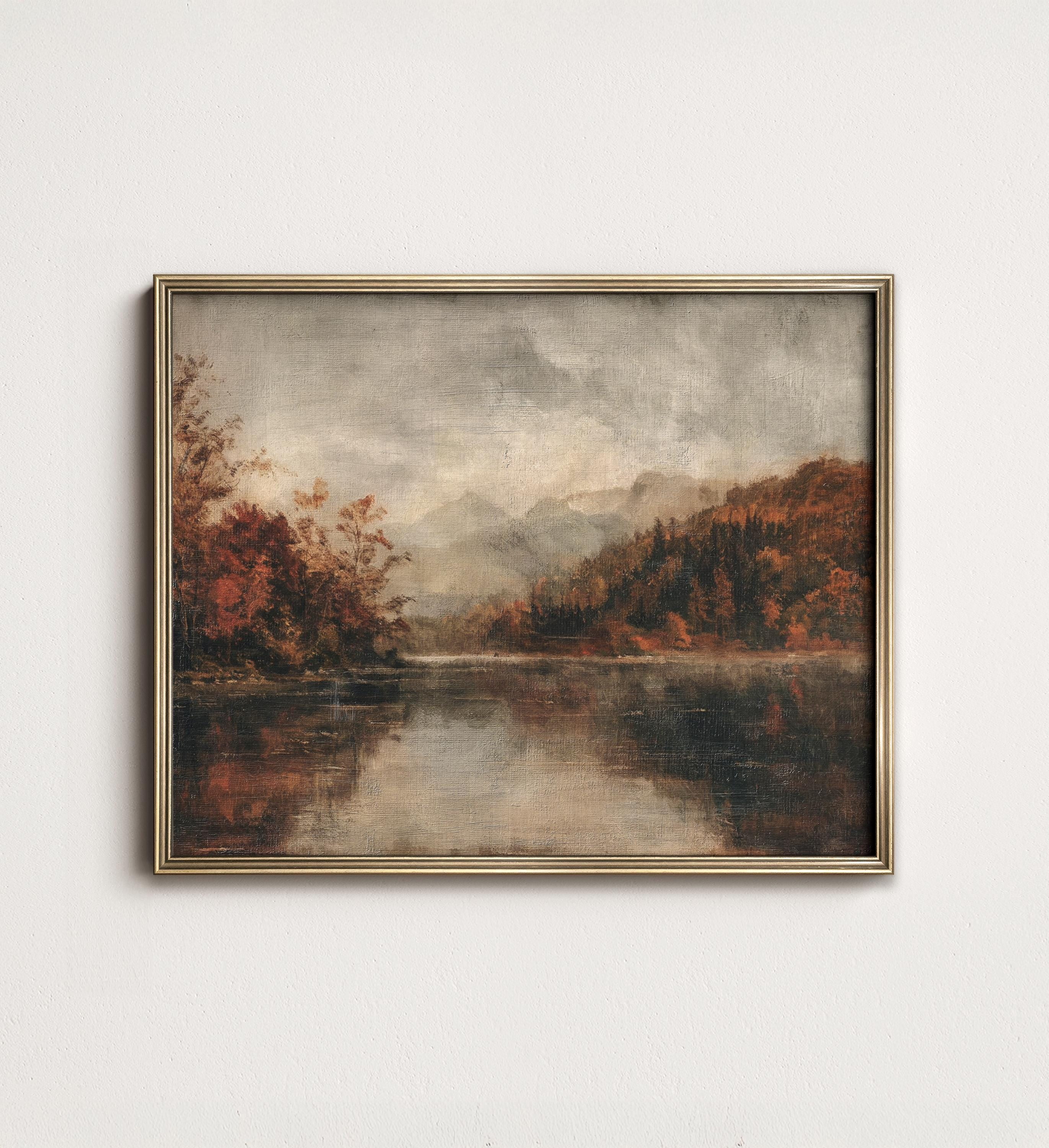Rustic Fall Lake Landscape Print: Moody Autumn A-34 UNFRAMED Poster ...