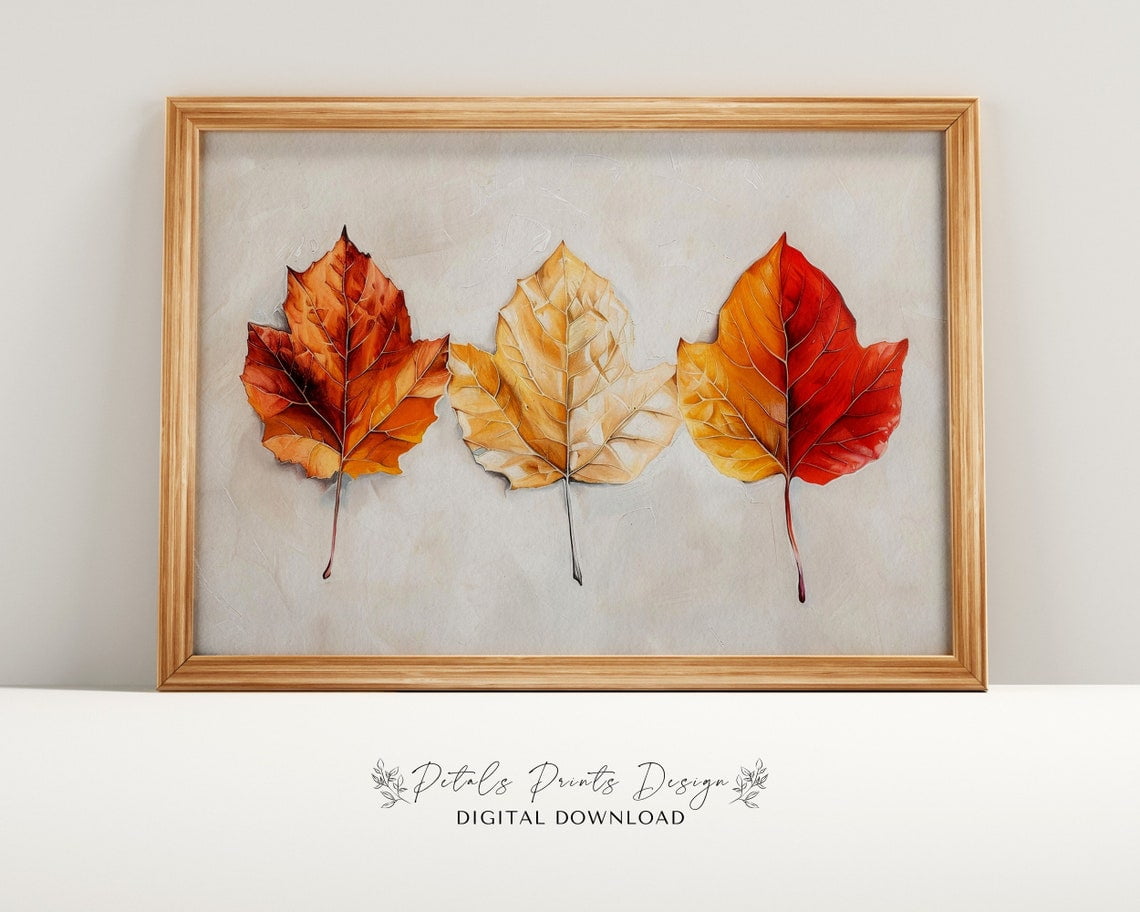 Rustic Fall Leaf Still Life, Vintage Autumn Print Home Decor #1936 ...