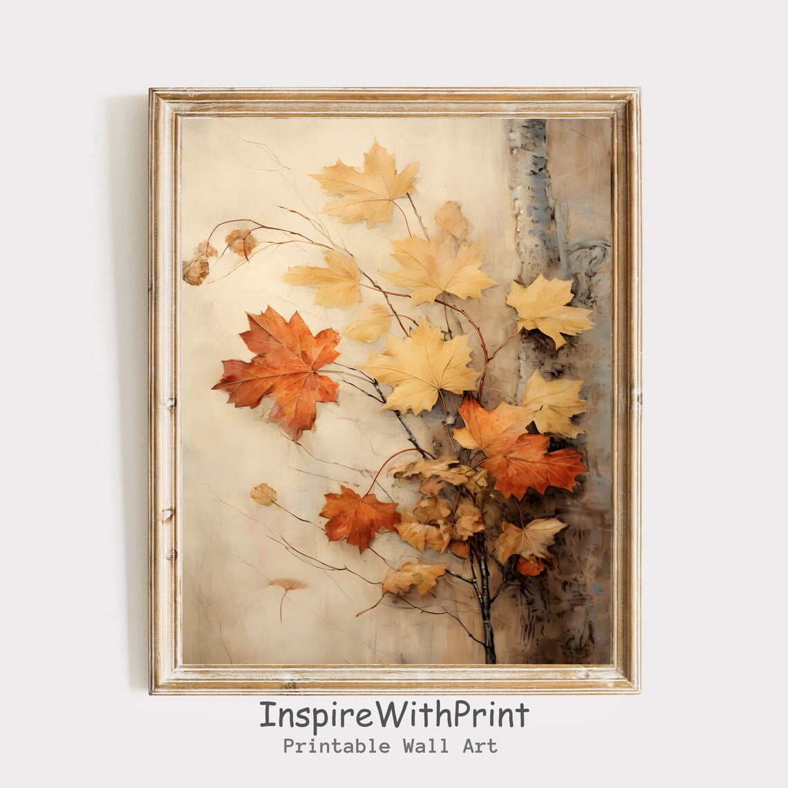 Rustic Fall Leaves Poster Print, Autumn Foliage Wall Art, Printable ...