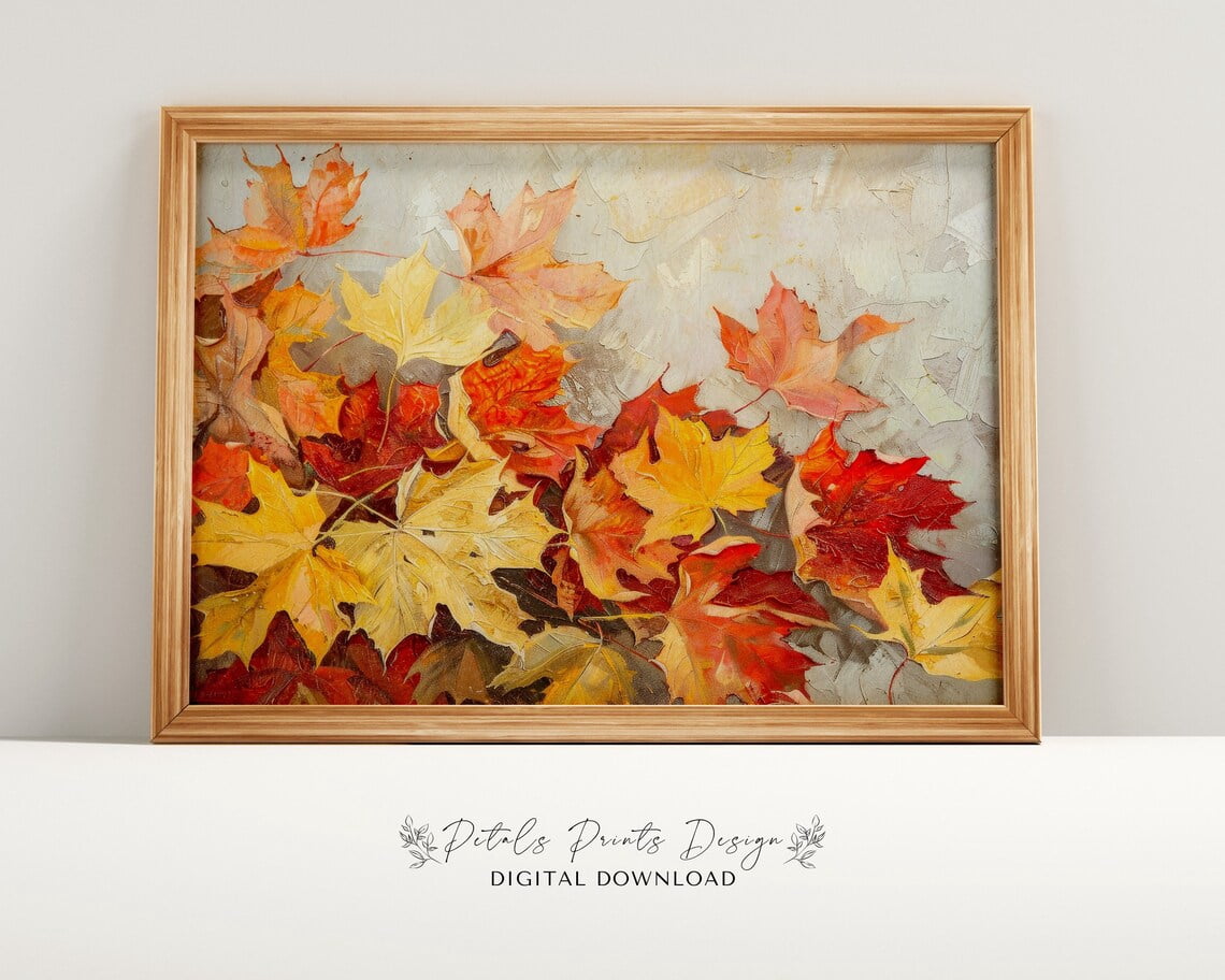 Rustic Fall Leaves Still Life, Vintage Autumn Print Home Decor #1677 ...