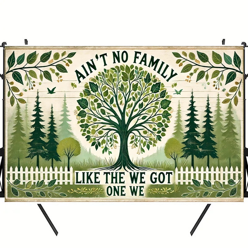 Rustic Family Tree Backdrop Polyester Banner for Birthday, Cake Table ...