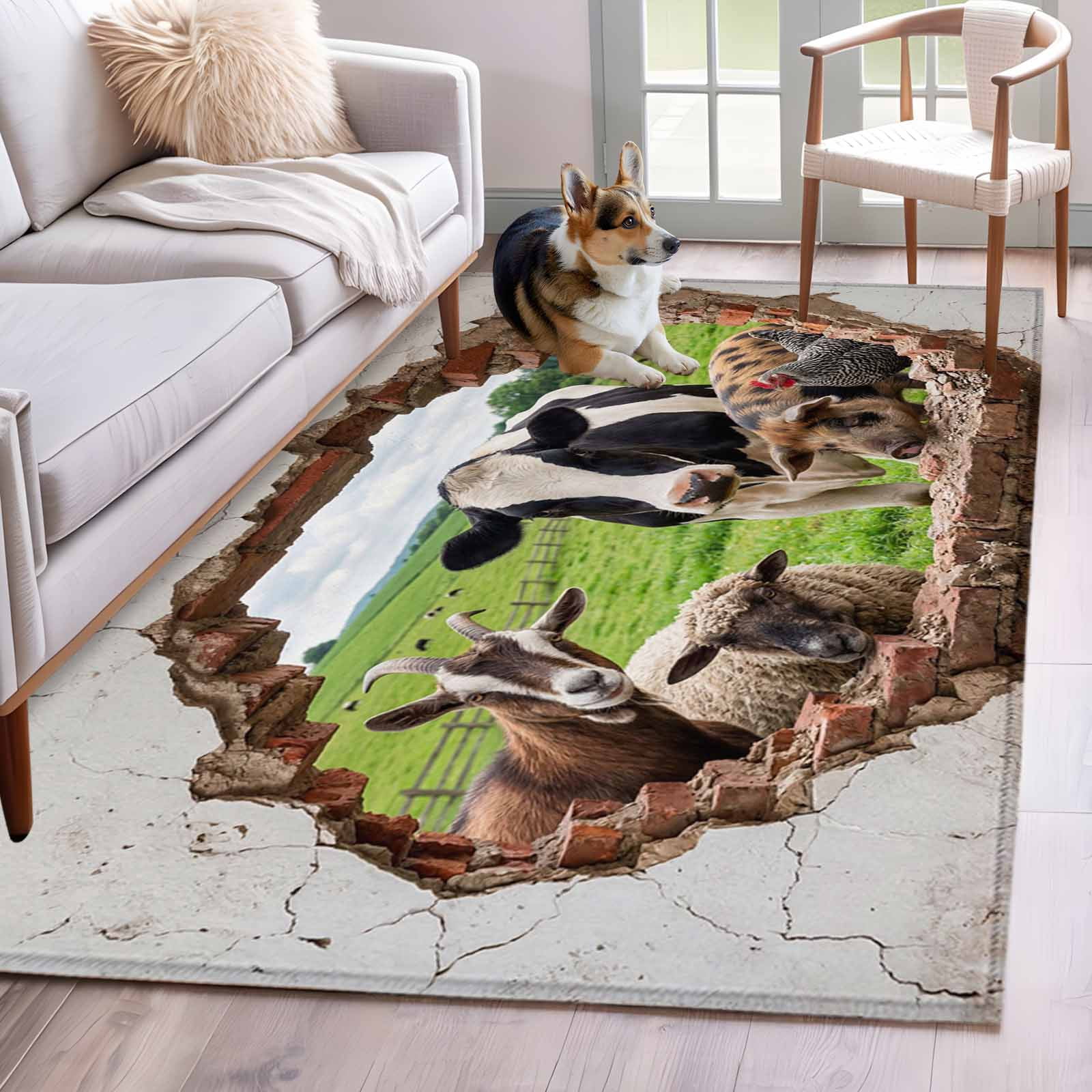 Rustic Farm Animal 4x6 Area Rugs for Living Room, Country Pastoral ...