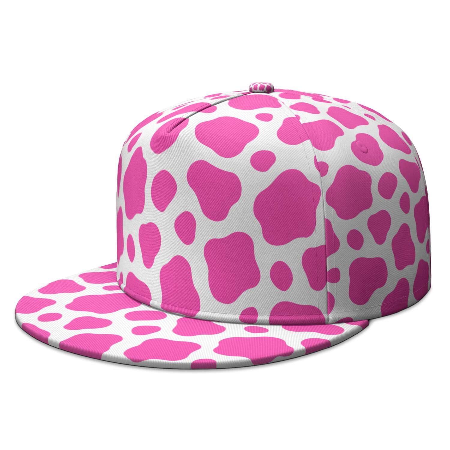 Rustic Farm Animal Flat Bill Cap - Cute Cartoon Cow Pattern Full Panel ...
