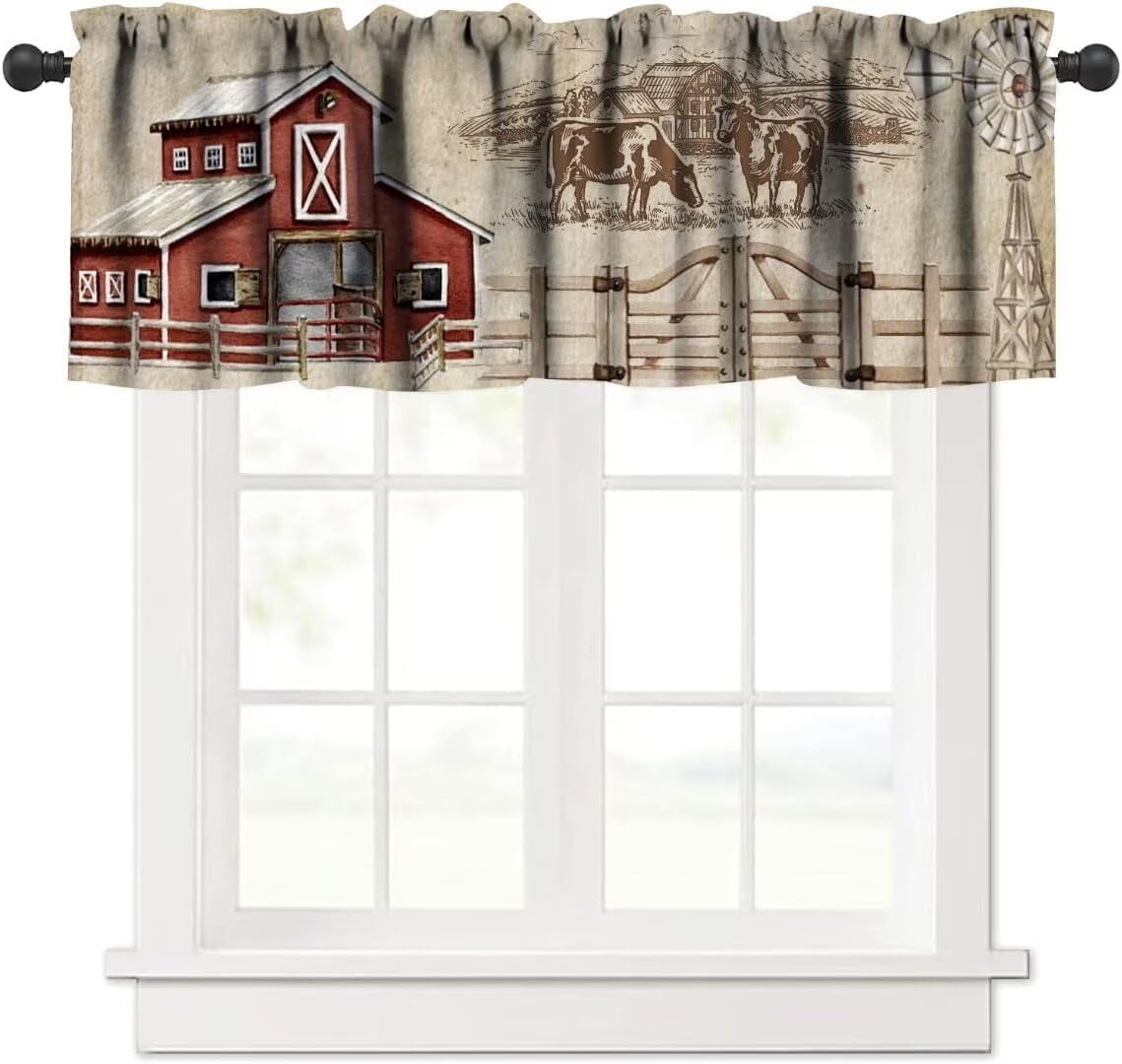 Rustic Farm Kitchen Valance, Vintage Western Farmhouse Country Cow ...