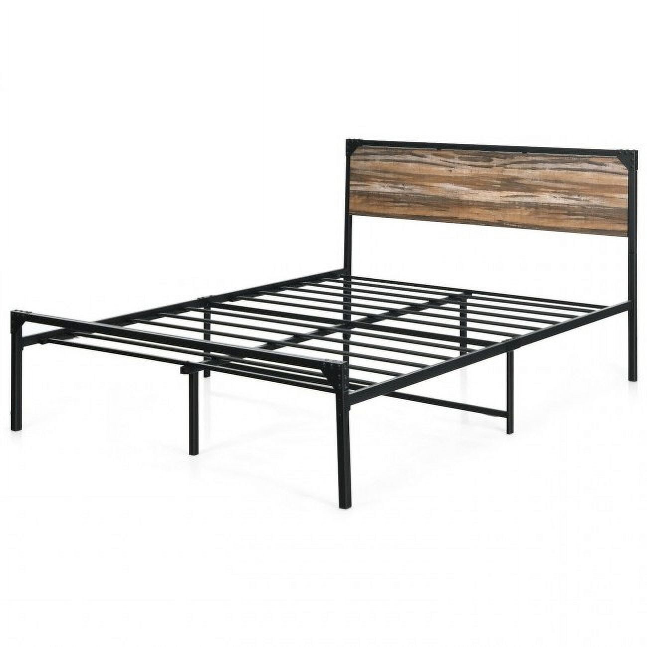 Rustic FarmHome Metal Wood Platform Bed Frame in Full Size - Walmart.com