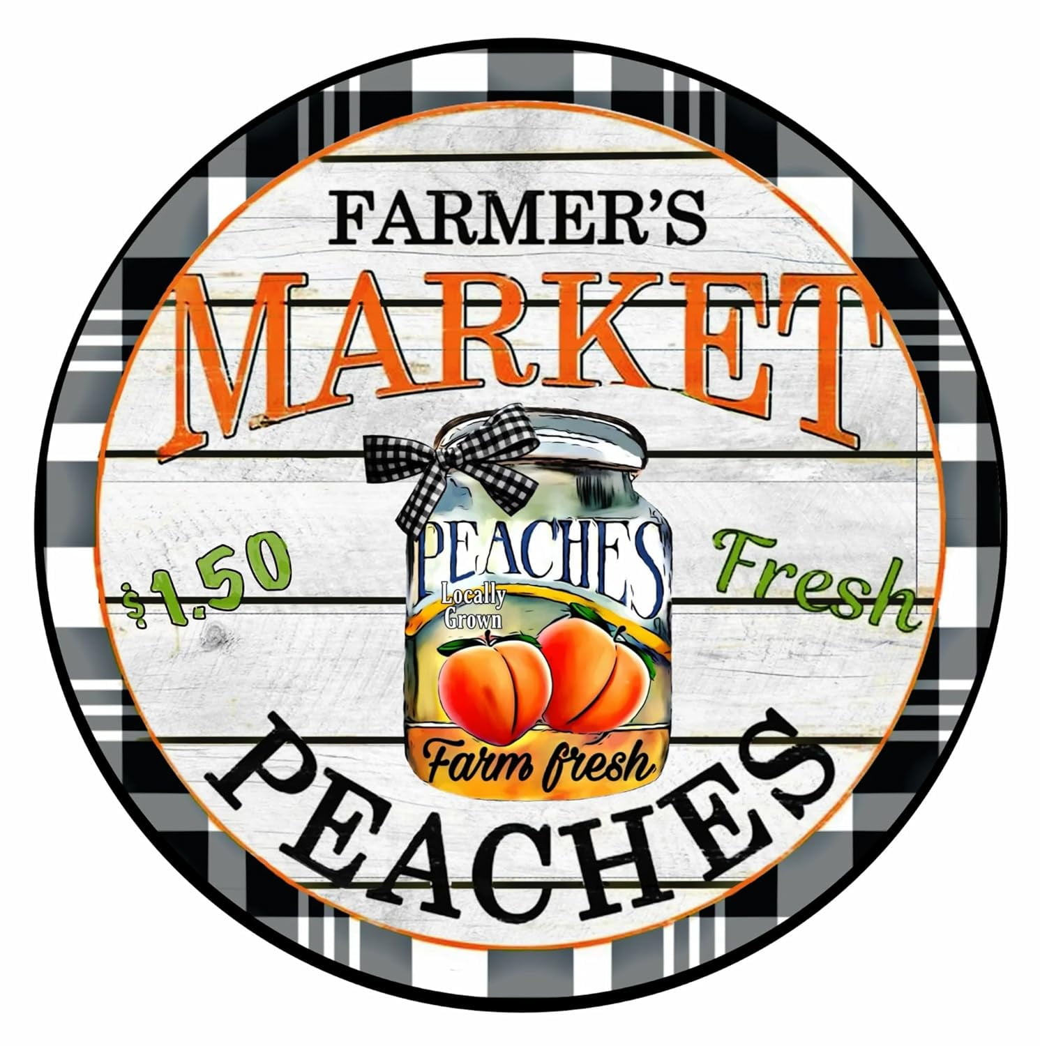 Rustic Farmer'S Market Peaches Spring Summer Sign Farmhouse Sign Door ...