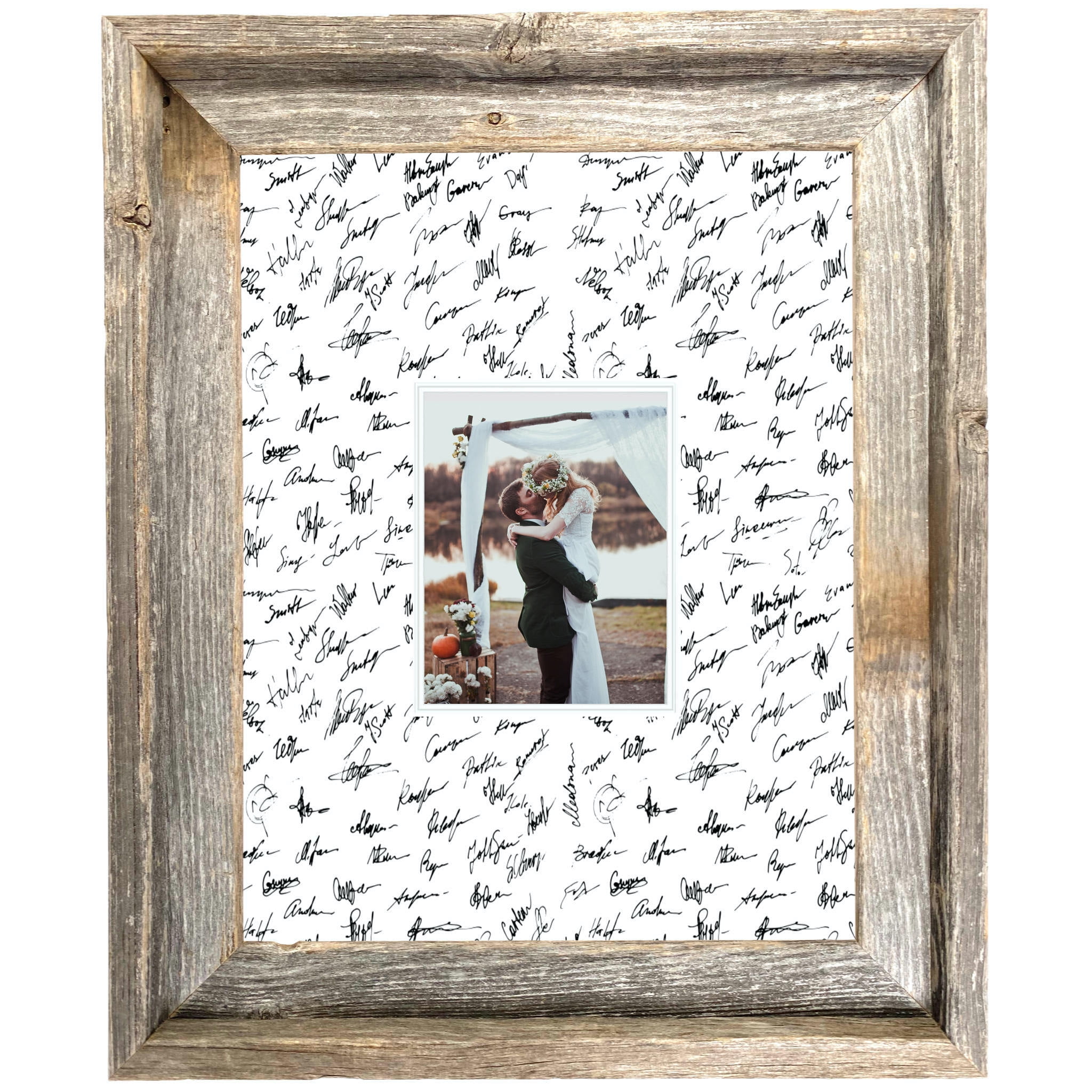Rustic Farmhouse 16" x 20" Wedding Signature Frame, Displays 5" x 7 ...