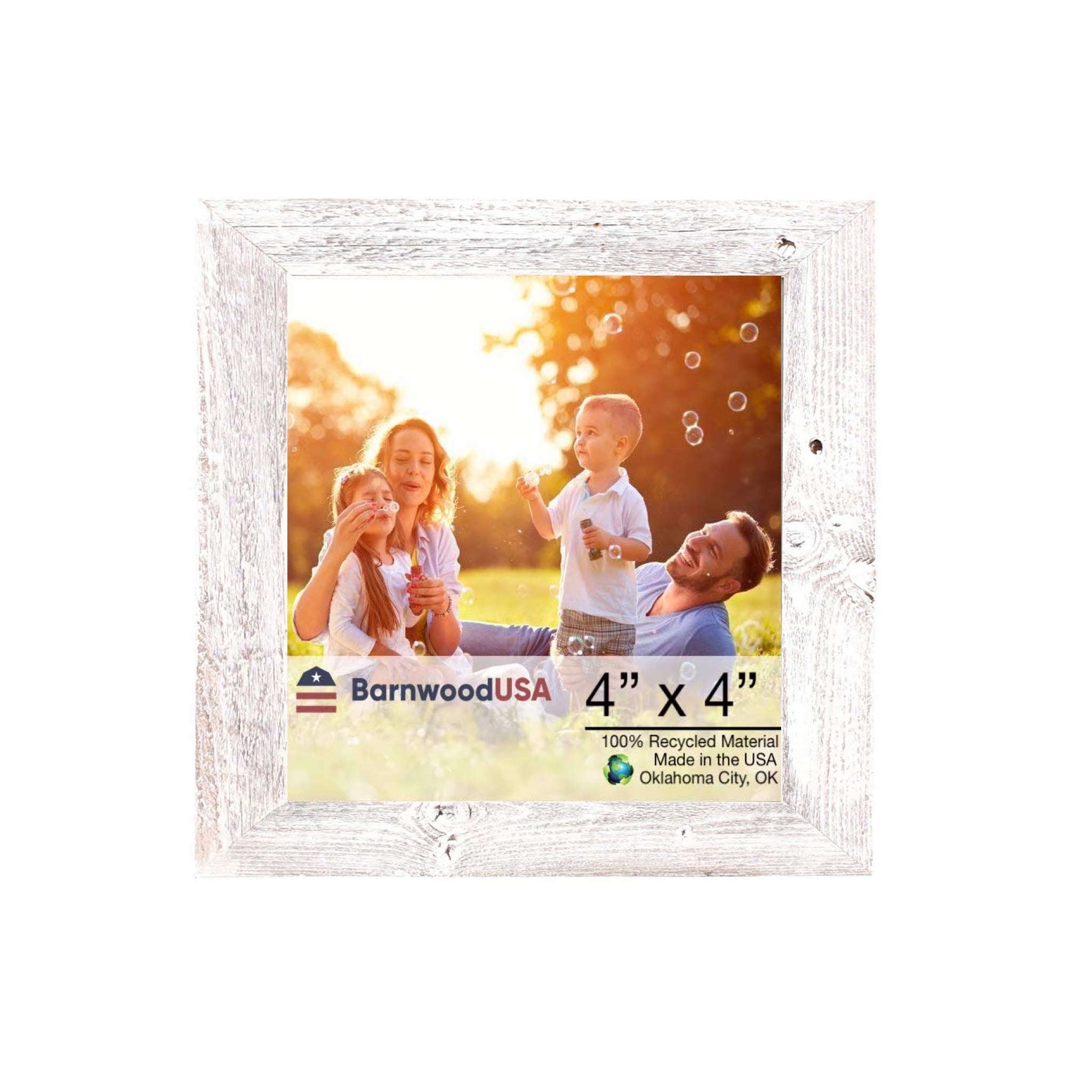 Rustic Farmhouse 4 in. x 4 in. White Wash Reclaimed Wood Picture Frame ...