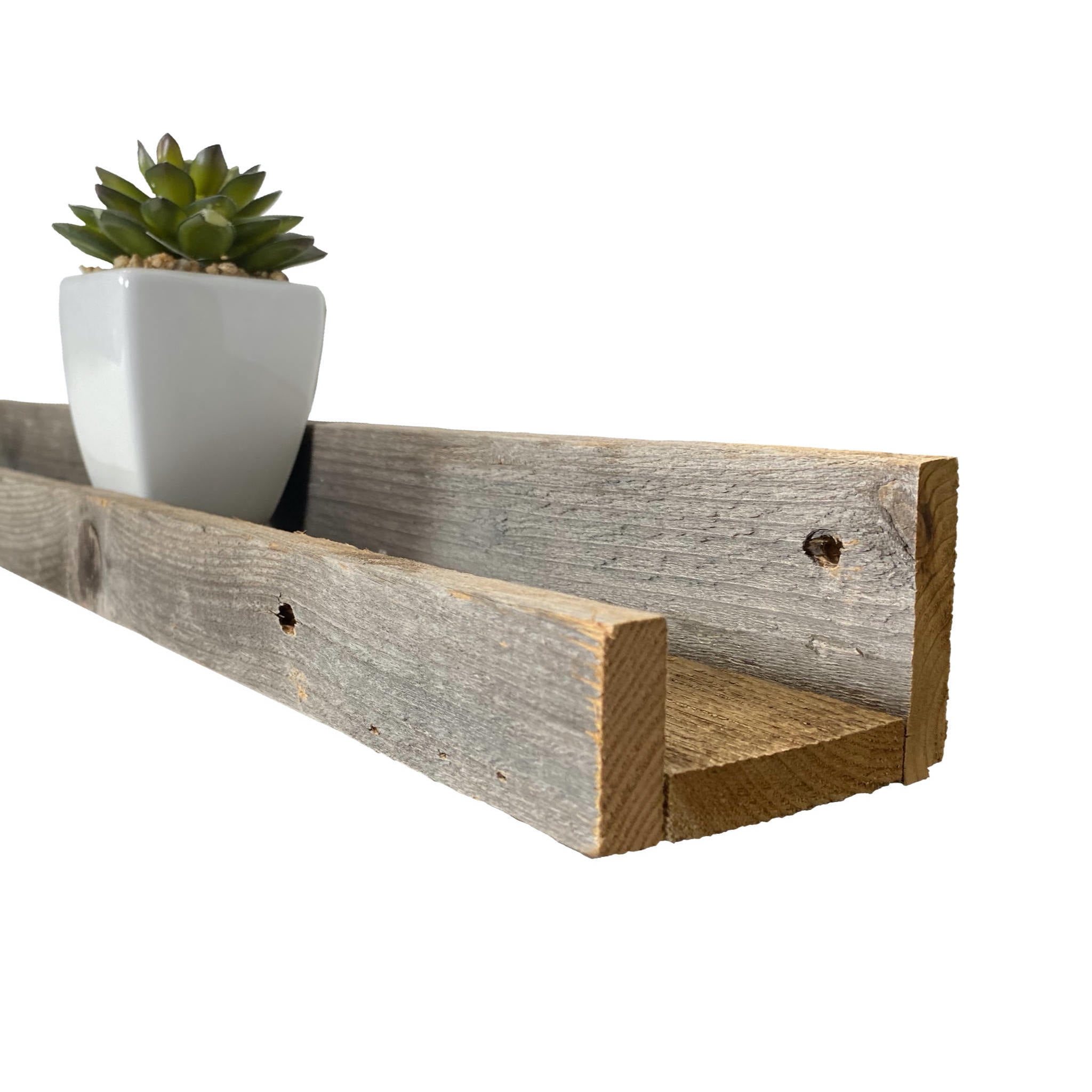 Rustic Farmhouse 5ft Long Floating Reclaimed Wood Shelf with Narrow ...