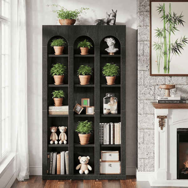 Rustic Farmhouse Arched Bookshelf, Thick MDF, Anti-Tip Kit ...