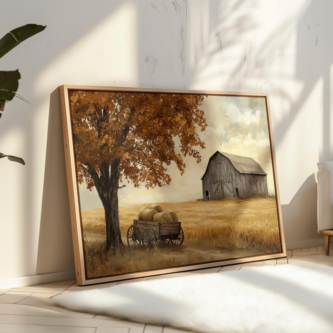 Rustic Farmhouse, Autumn Barn Landscape Print, Country Harvest Decor ...