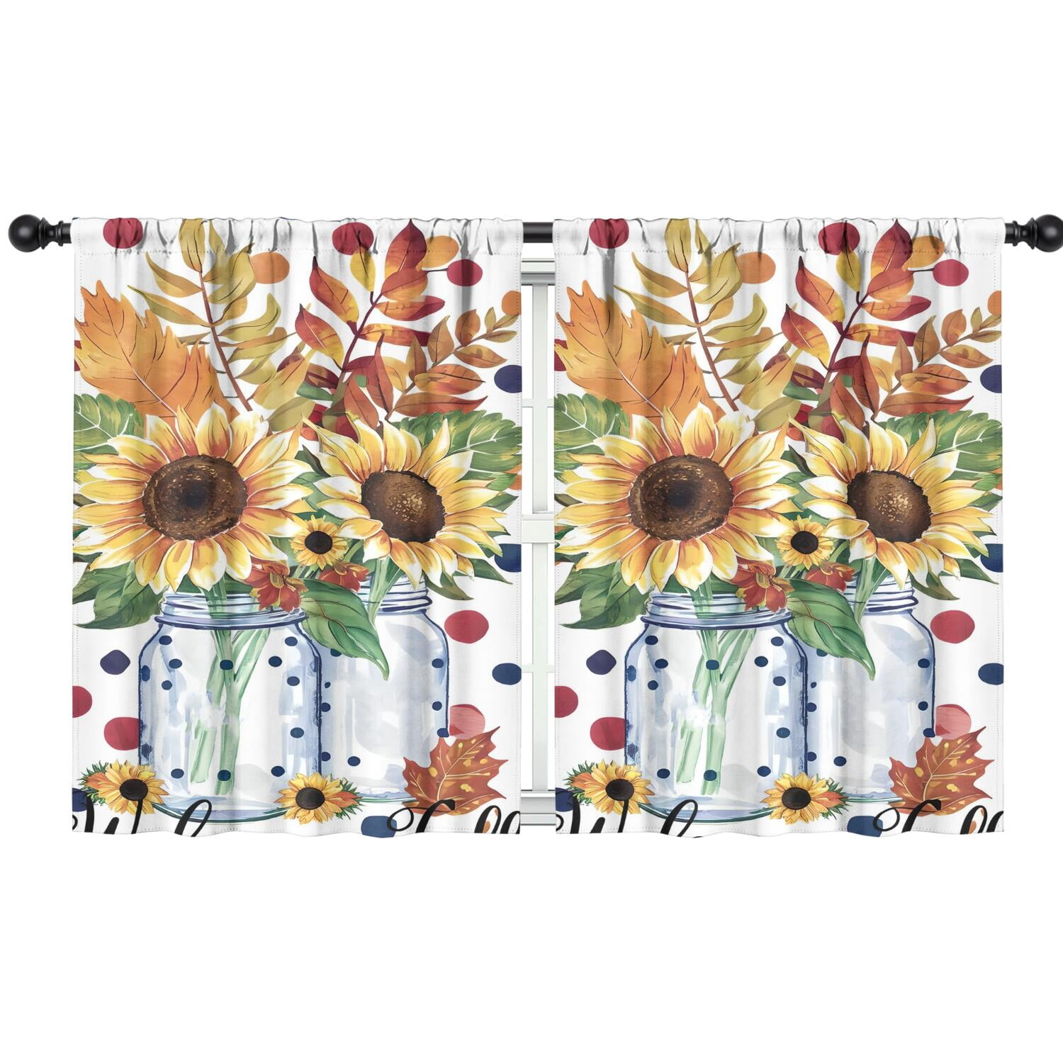 Rustic Farmhouse Autumn Theme Fall Festival Rustic Style Curtains 2 ...