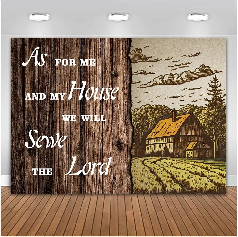 Rustic Farmhouse Backdrop As for Me and My House We Will Serve The Lord ...