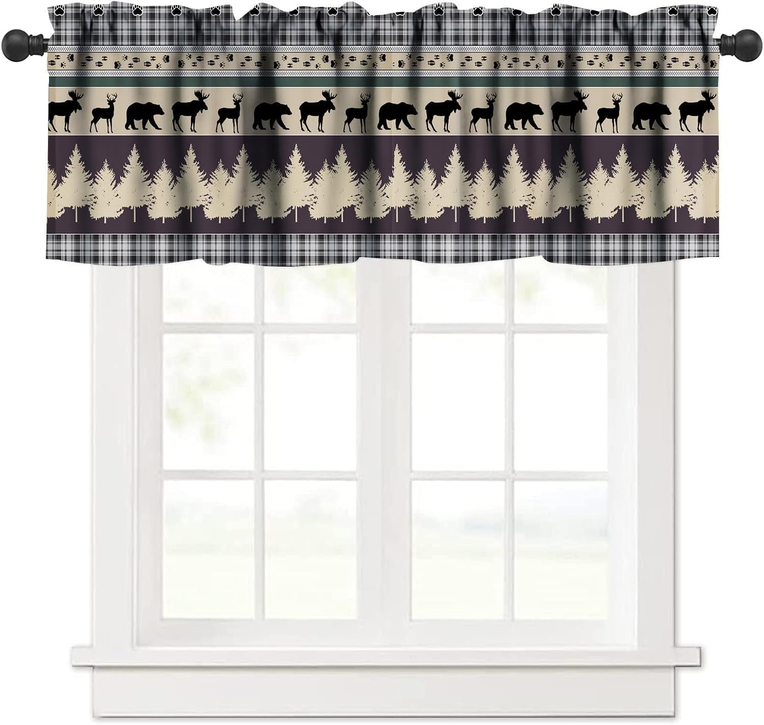 Rustic Farmhouse Bear Deer Valances,Retro Rustic Style Valance ...