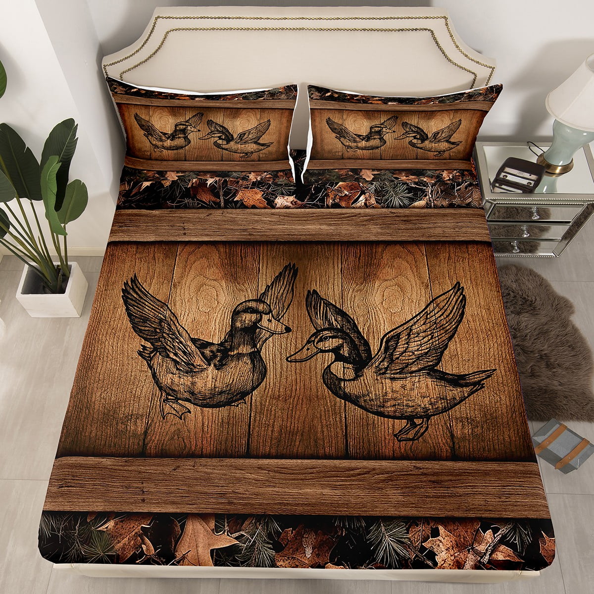 Rustic Farmhouse Bed Sheets Queen Tree Branches Camo Cabin Bedding Set ...