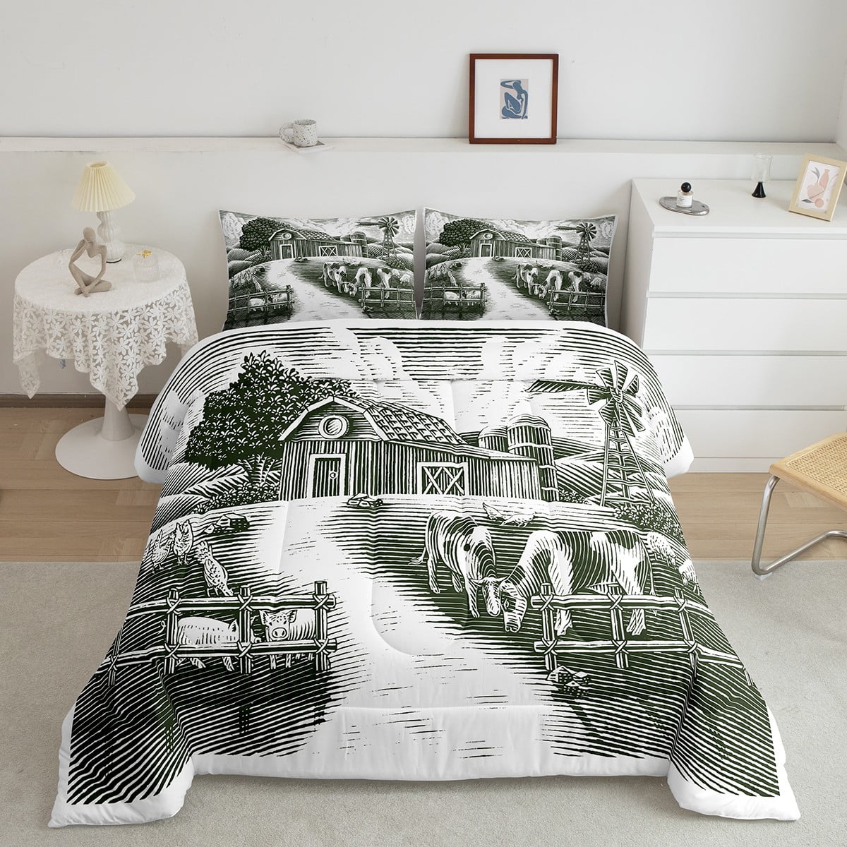 Rustic Farmhouse Bedding Comforter Sets Full Size Westurn Windmill ...