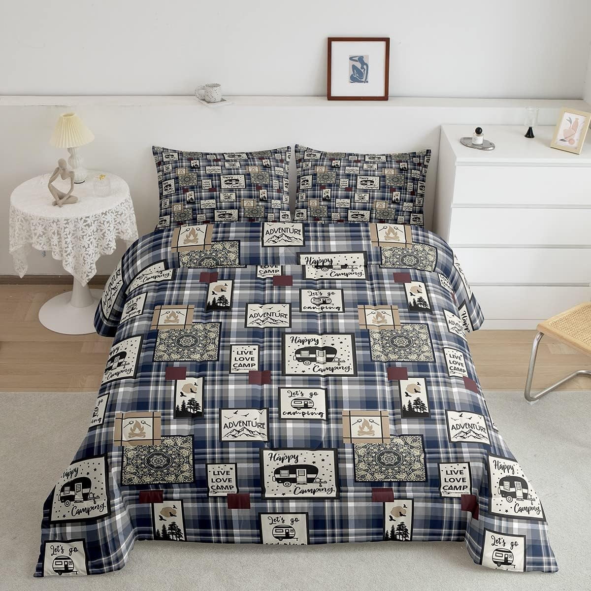 Rustic Farmhouse Bedding Comforter Sets Size Retro Cabin Down Comforter ...