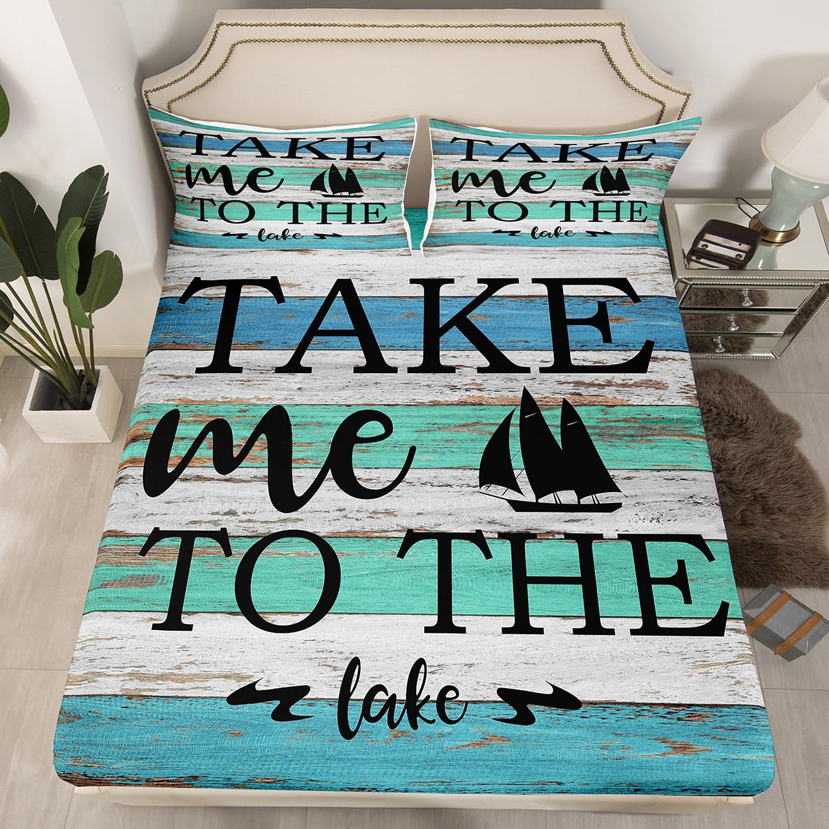 Rustic Farmhouse Bedding Set Twin Size, Lake House Bed Sheets Lodge ...