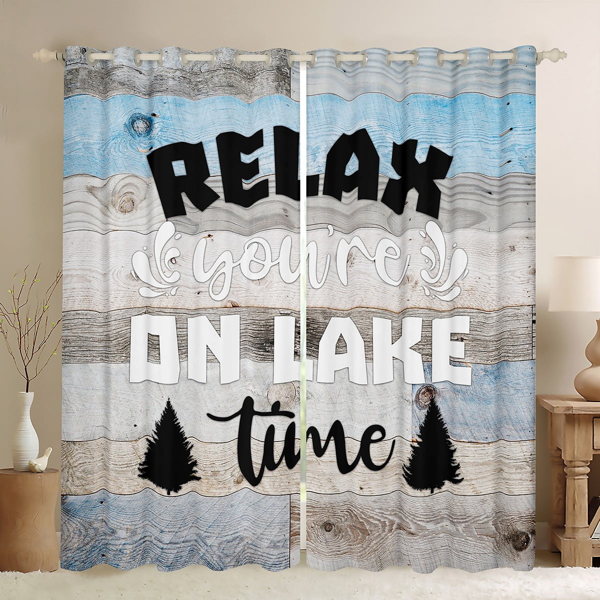 Rustic Farmhouse Blackout Curtains Teens, Lake Themed Decor Curtains ...