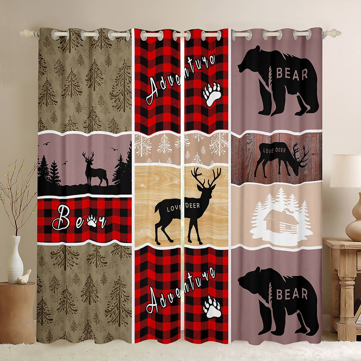 Rustic Farmhouse Blackout Curtains, Vintage Lodge Curtains & Drapes ...