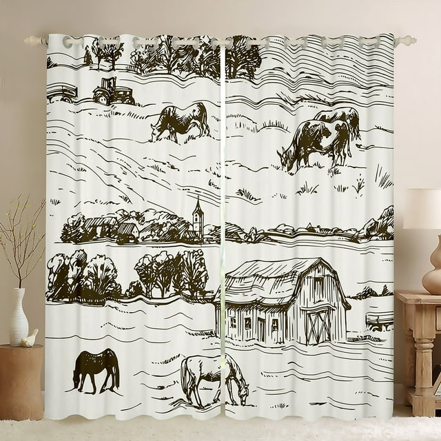 Rustic Farmhouse Blackout Curtains,Western Horse Insulated Thermal ...