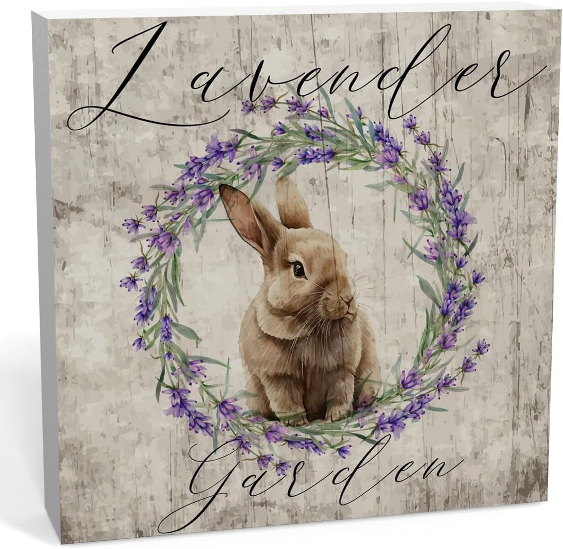Rustic Farmhouse Block Plaque Spring Bunny Desk Decor Country Home ...