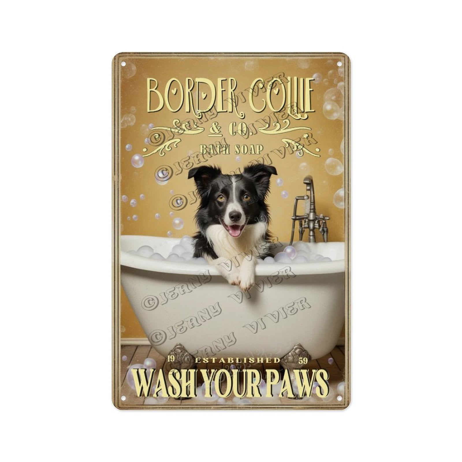 Rustic Farmhouse Border Collie Metal Tin Sign for Dog Lovers – Funny ...