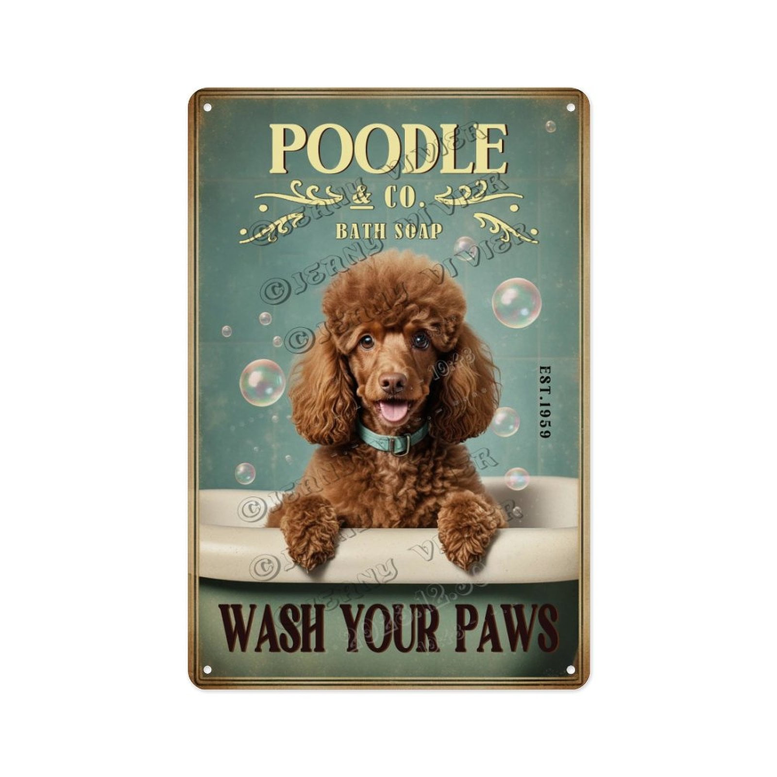 Rustic Farmhouse Brown Poodle Bathroom Sign – Wash Your Paws Dog Wall ...