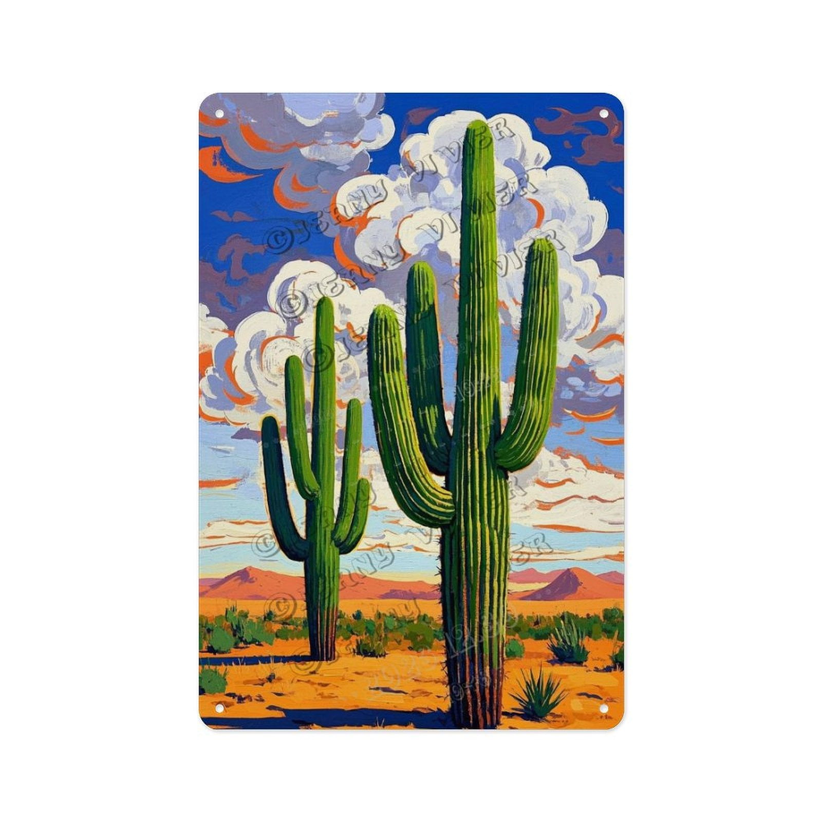 Rustic Farmhouse Cactus Blue Sky Tin Sign 8x12 Inches – Desert Plant ...