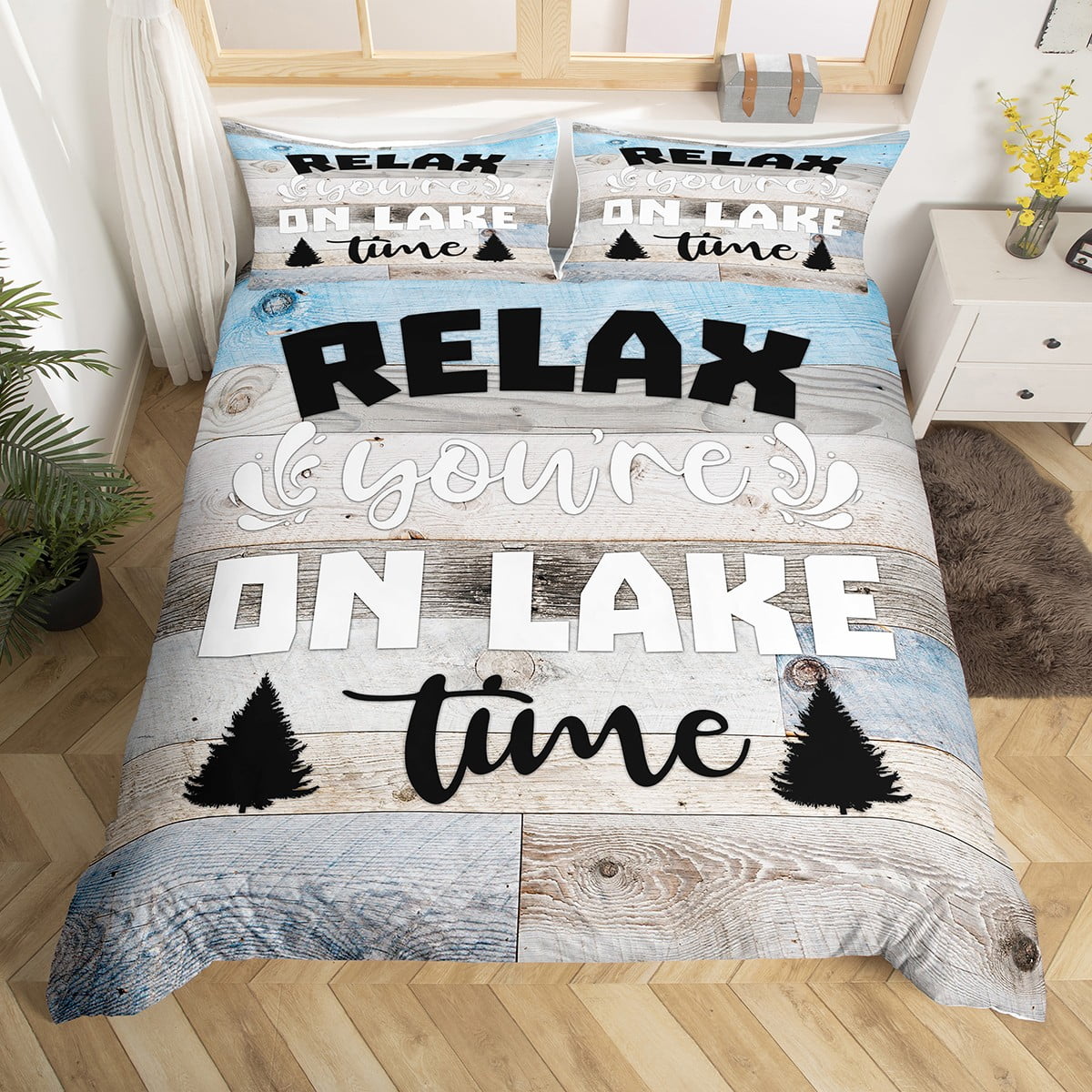Rustic Farmhouse Comforter Cover Teens, Lake Themed Decor Duvet Cover ...