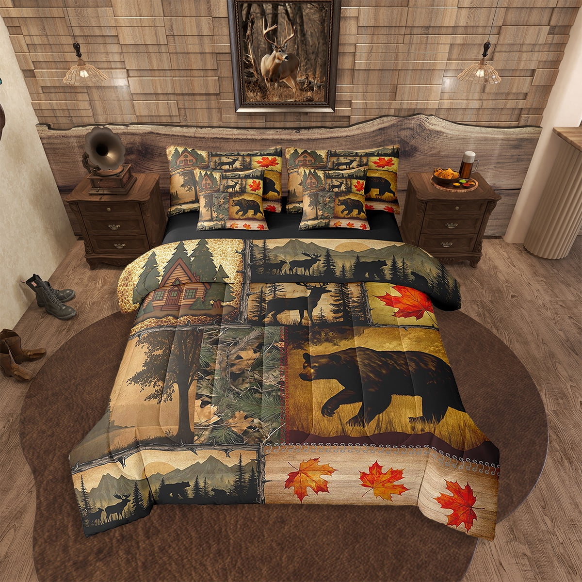Erosebridal Rustic Farmhouse Comforter Set 7 Pcs Queen Size,Retro Cabin ...