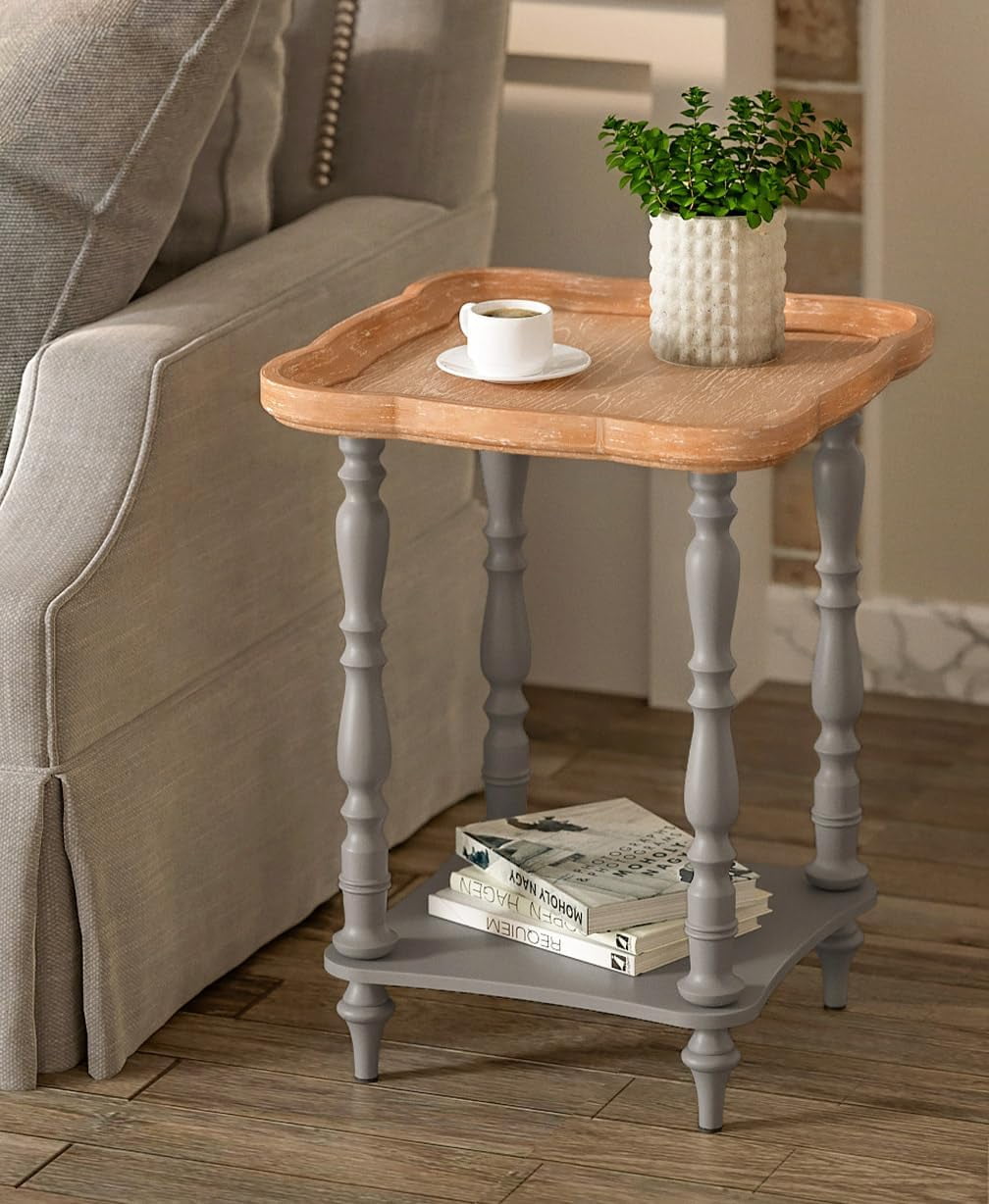Rustic Farmhouse Cottagecore Accent End Table 19'' Square French ...