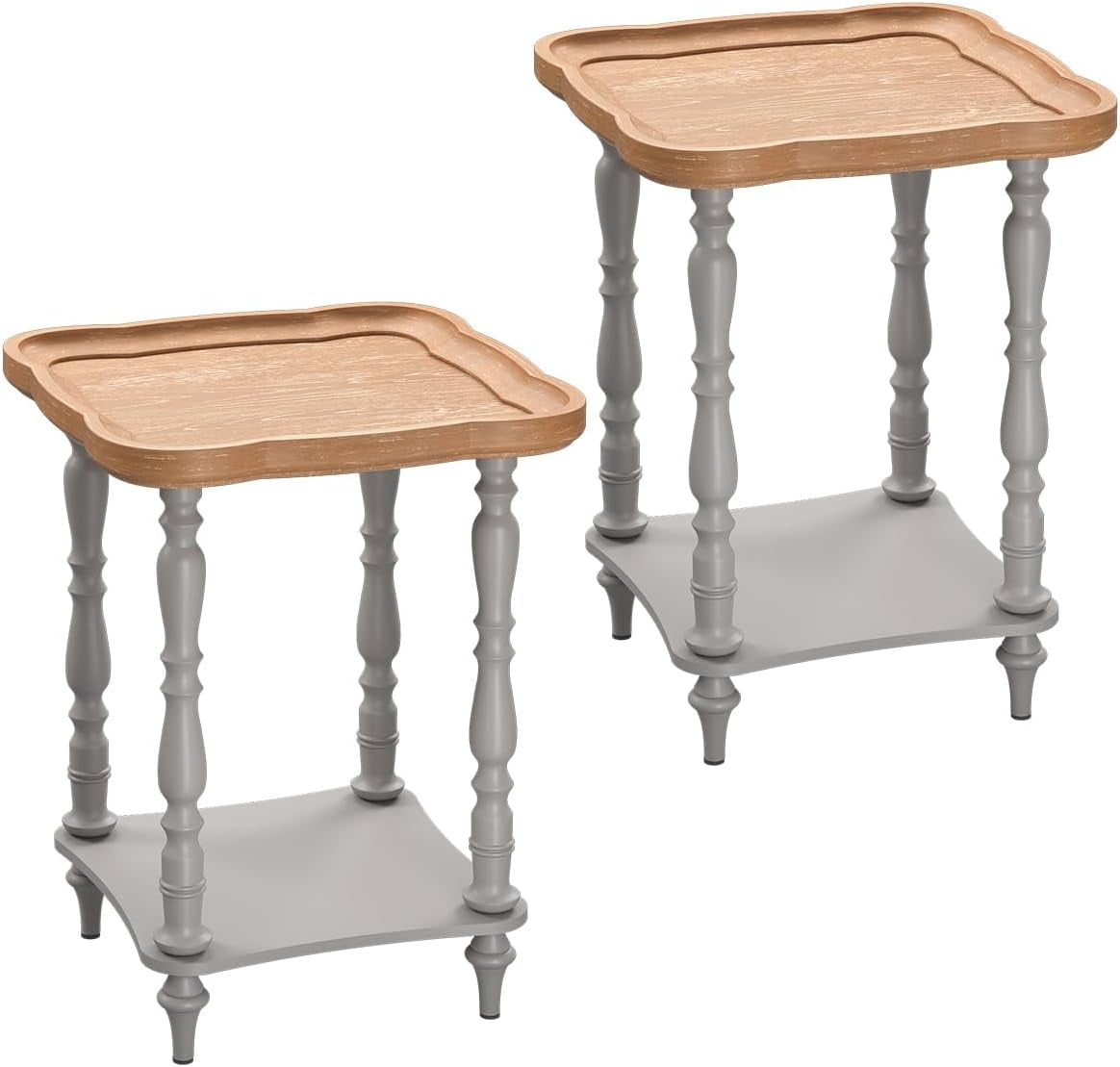Rustic Farmhouse Cottagecore Accent End Table, 19'' Square French ...