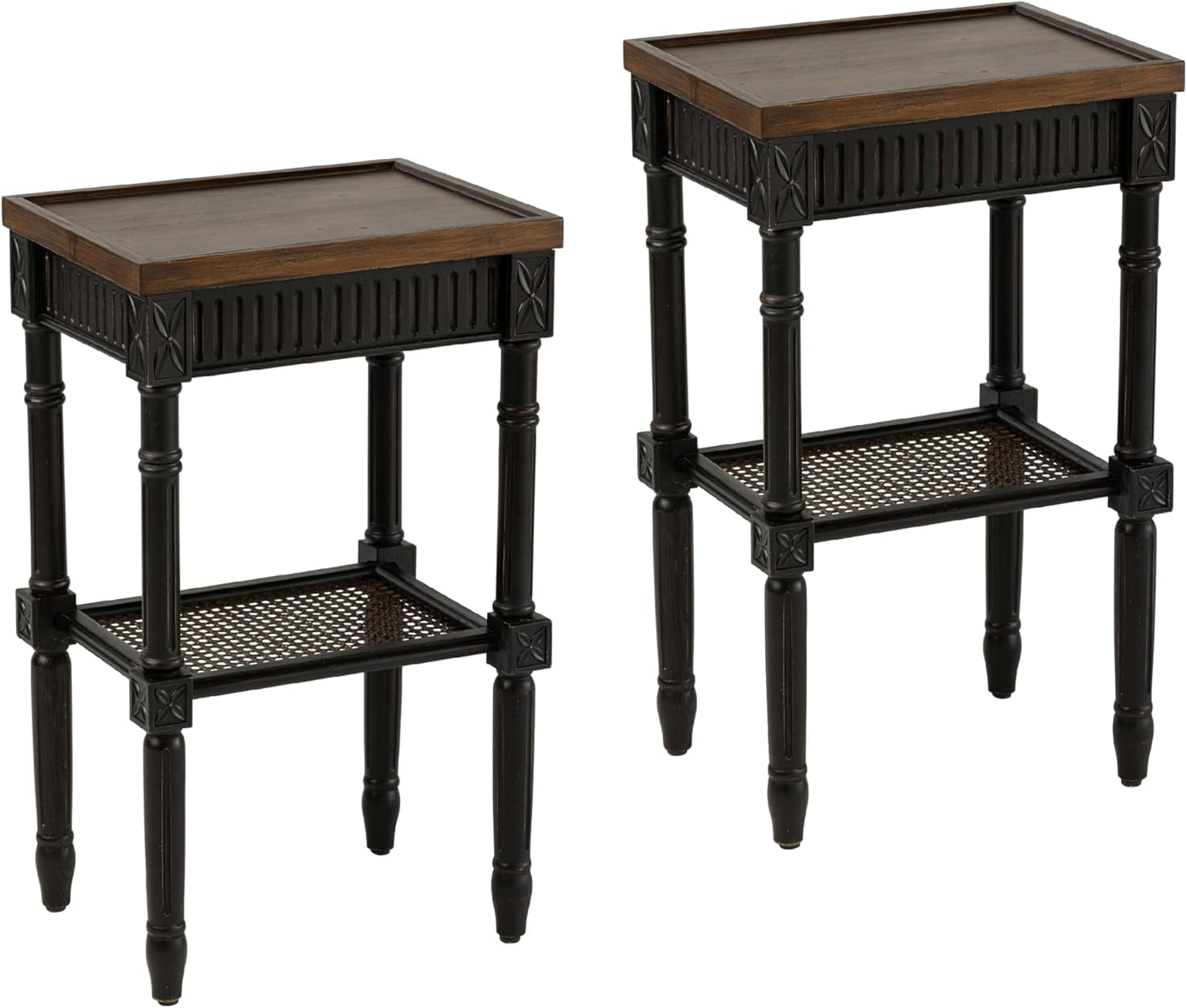 Rustic Farmhouse Cottagecore Accent End Table Set of 2, Distressed ...