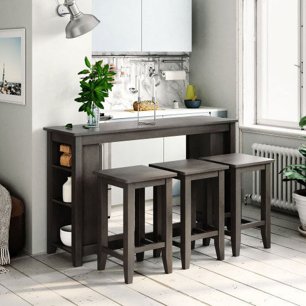 Rustic Farmhouse Counter Height Wood 4-Piece Kitchen Dining Table Set ...