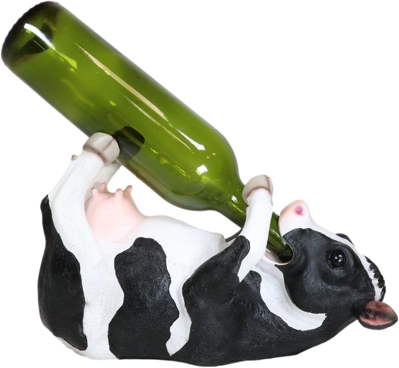 Rustic Farmhouse Country Bovine Cow Guzzling Wine Bottle Holder Caddy ...