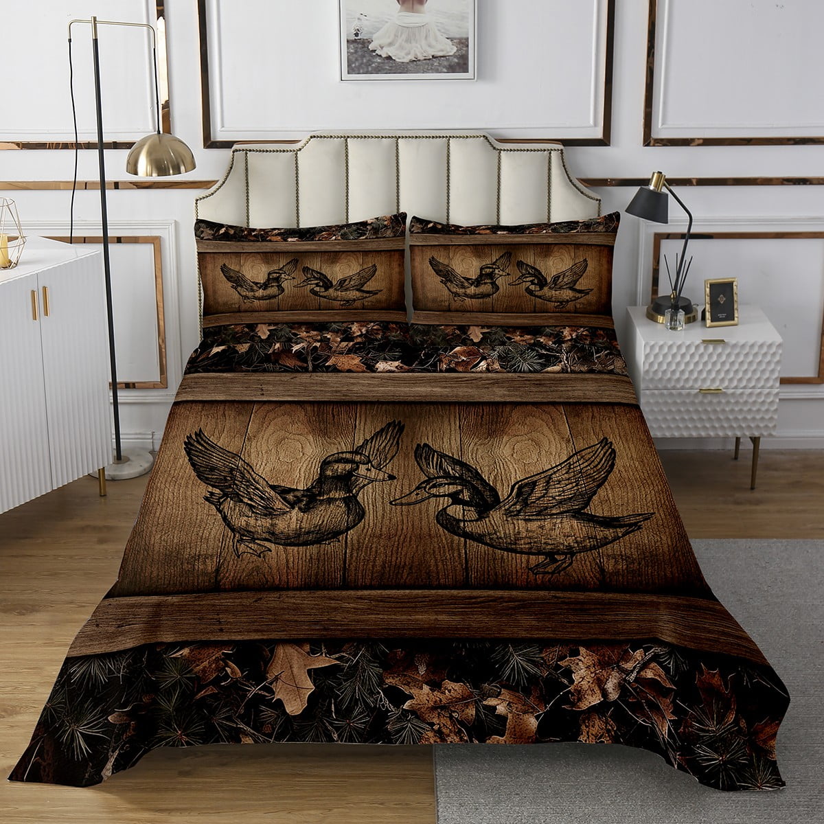 Rustic Farmhouse Coverlet Set Queen Tree Branches Camo Cabin Quilt Set ...